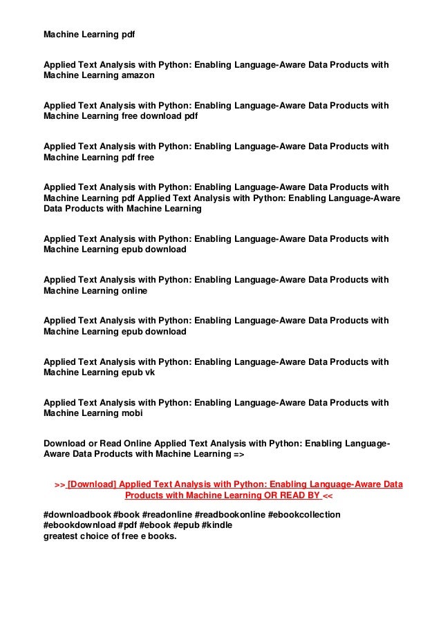 Epub Applied Text Analysis With Python Enabling Language Aware