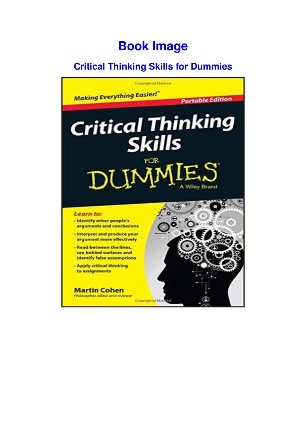 EPUB$Critical Thinking Skills for DummiesinformatE-PUB