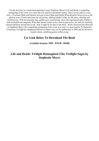 EPUB Life and Death: Twilight Reimagined (The Twilight Saga) BY Stephenie | PDF