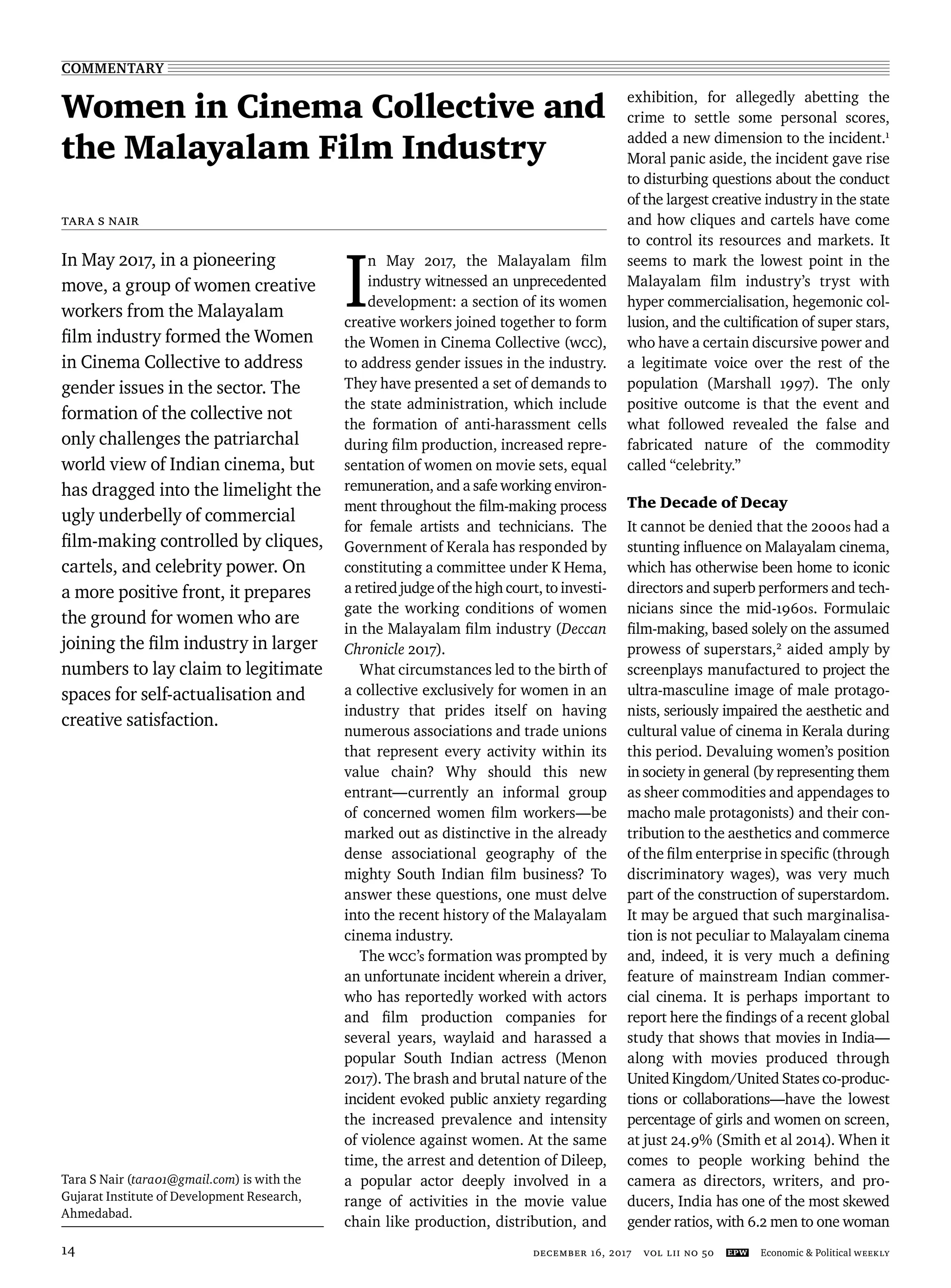 Epw womenin cinemacollective-tara | PDF