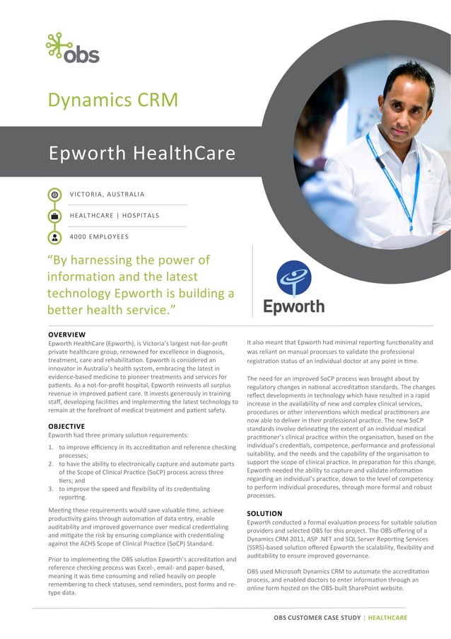Epworth HealthCare Case Study | PDF | Healthcare Industry | Industries