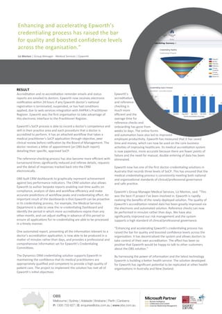 Epworth HealthCare Case Study | PDF | Healthcare Industry | Industries