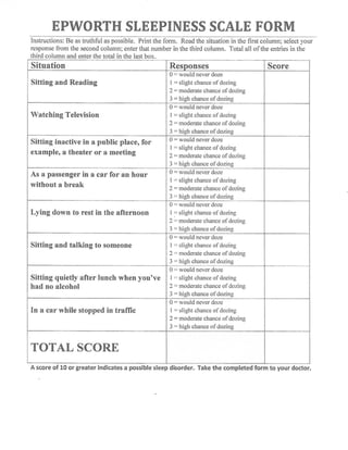 Epworth sleepiness scale | PDF