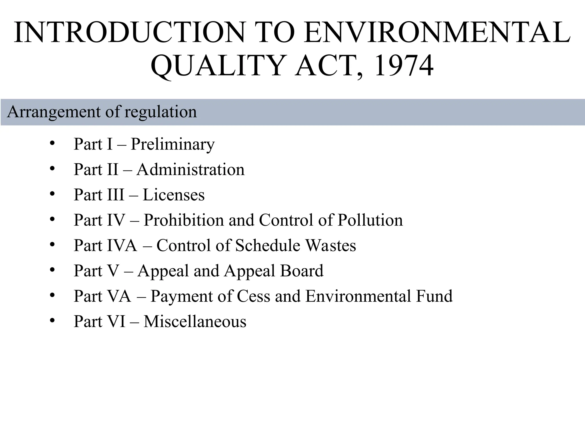 Environment Quality Act slide in power point ppt | PPT