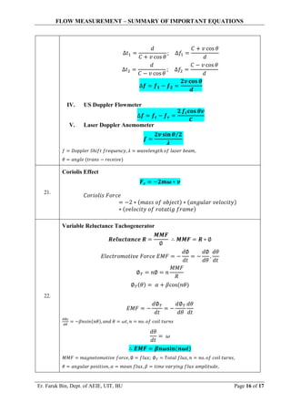 Eqautions_1_Industrial Instrumentation - Flow Measurement Important ...