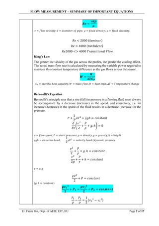 Eqautions_1_Industrial Instrumentation - Flow Measurement Important ...