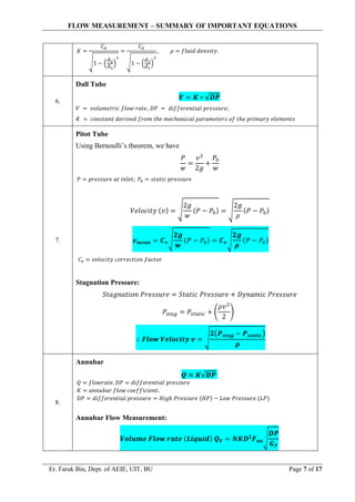Eqautions_1_Industrial Instrumentation - Flow Measurement Important ...