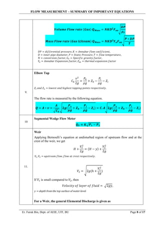 Eqautions_1_Industrial Instrumentation - Flow Measurement Important ...
