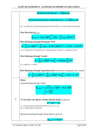 Eqautions_1_Industrial Instrumentation - Flow Measurement Important ...