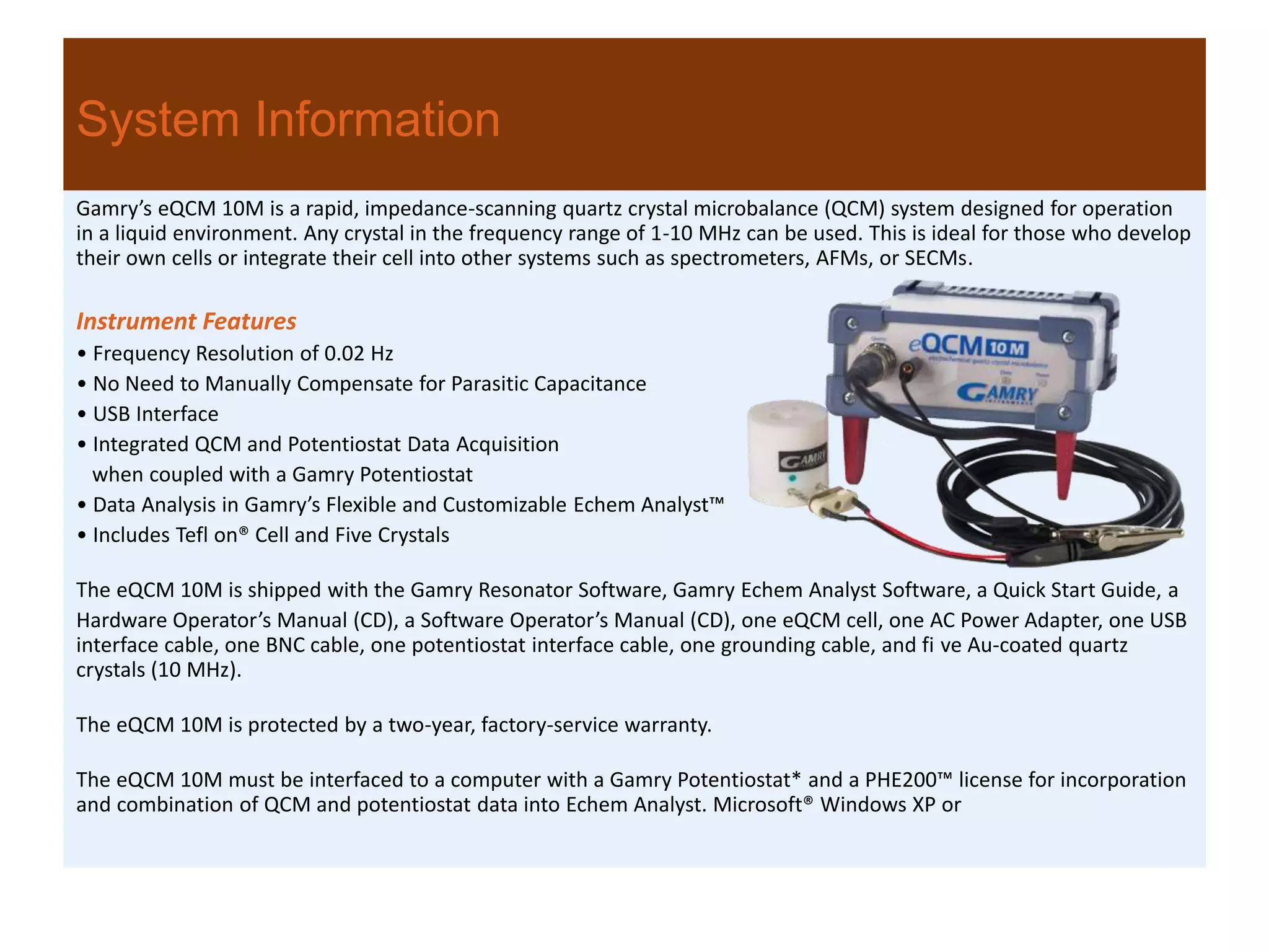 eQCM - Electrochemical Quartz Crystal Microbalance | PPTX
