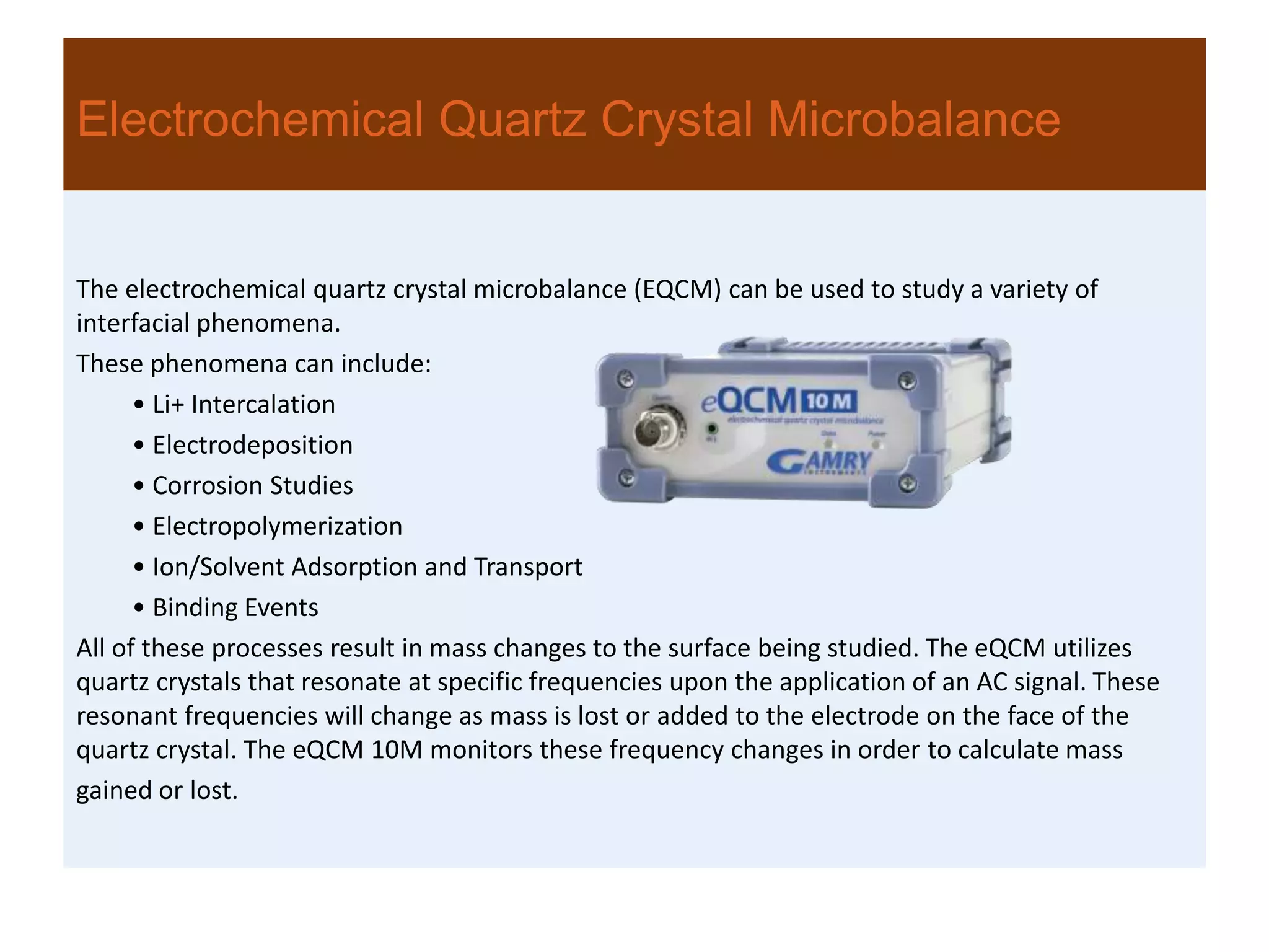 eQCM - Electrochemical Quartz Crystal Microbalance | PPT