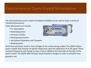 eQCM - Electrochemical Quartz Crystal Microbalance | PPTX