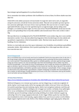 Eq dorte erlingsson er en visionær og vis person | PDF