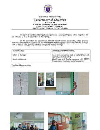 narrative report on earthquake | DOCX