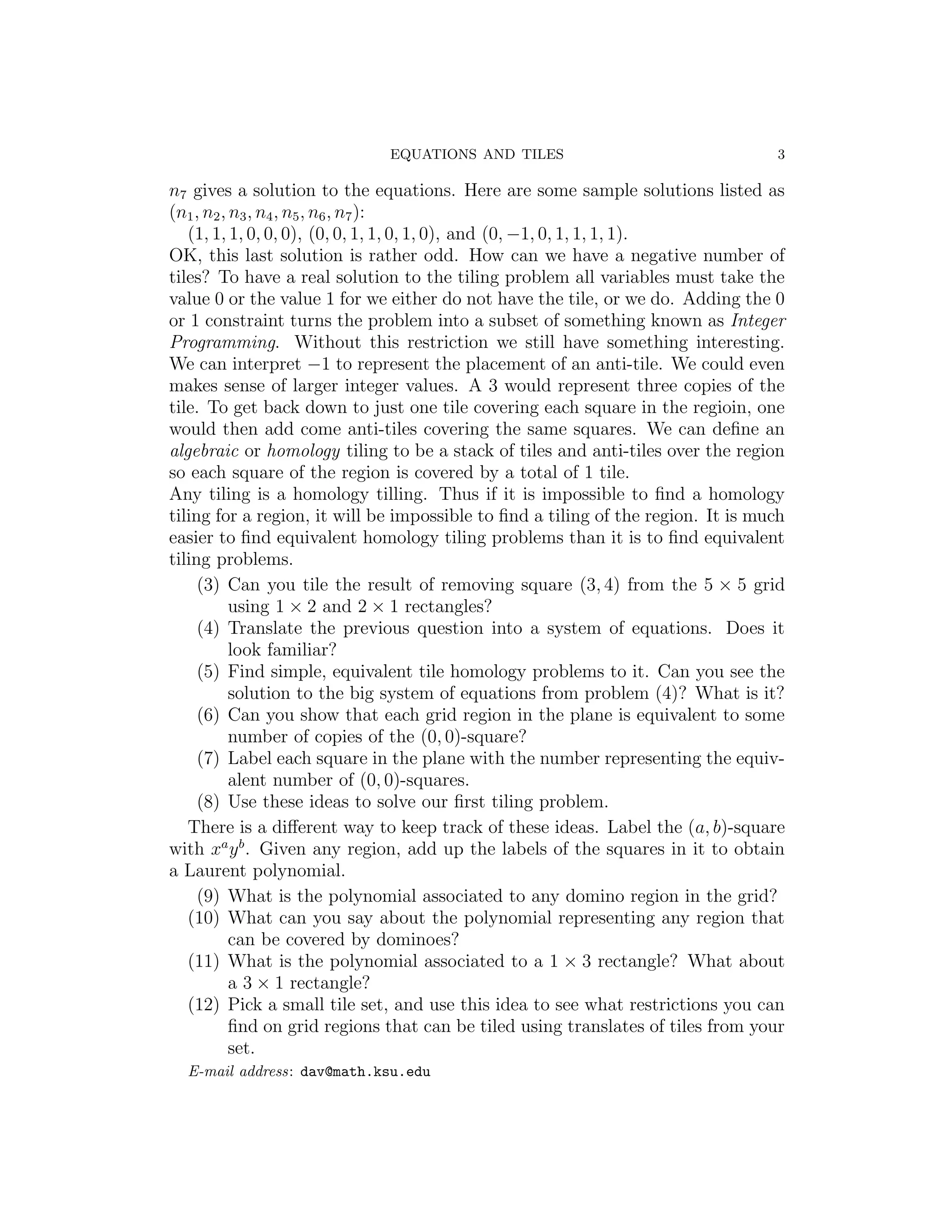 Equations and tilings | PDF