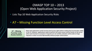 A7 Missing Function Level Access Control | PPTX | Web Development | Internet