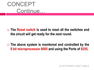 Micro Processor Mini Project,Electronic Quiz Table | PPTX