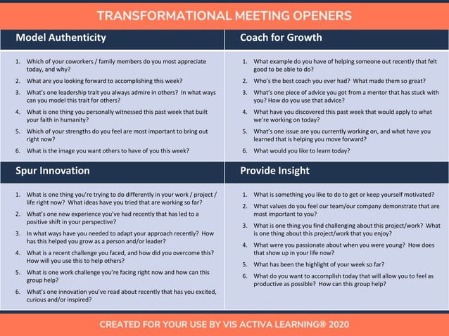 Transformational Meeting Openers | PPT