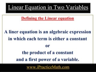 Linear Equation in Two Variables | PPT