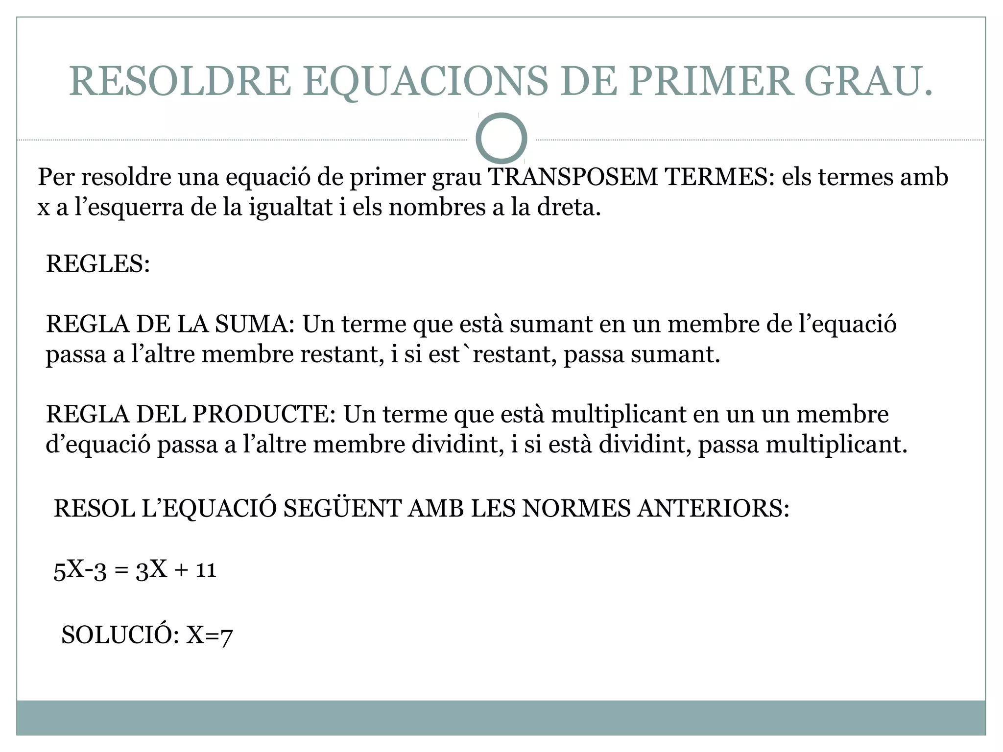 Equacions de primer grau | PPT
