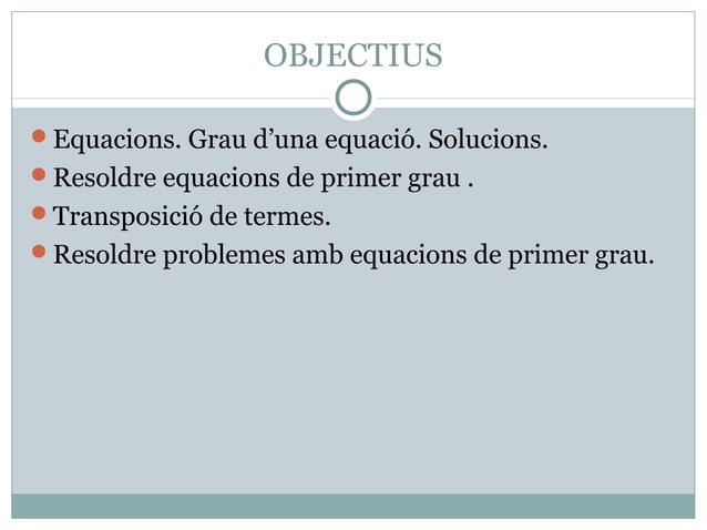 Equacions de primer grau | PPT