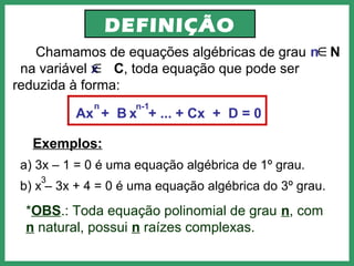 Equações algébricas | PPT