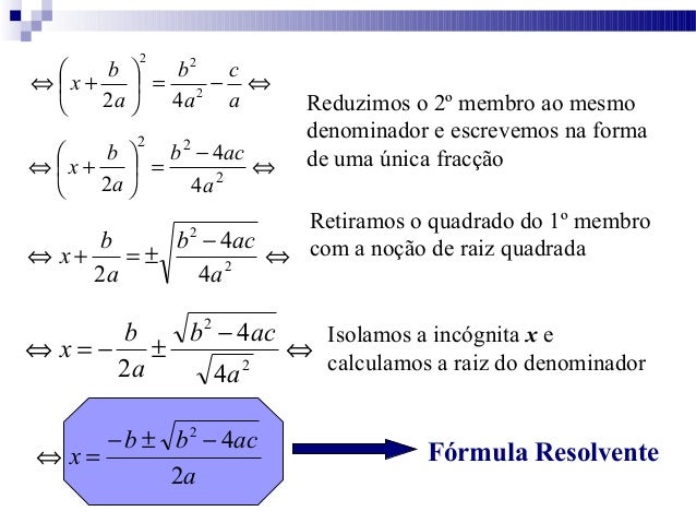 Equações do 2º grau fórmula resolvente