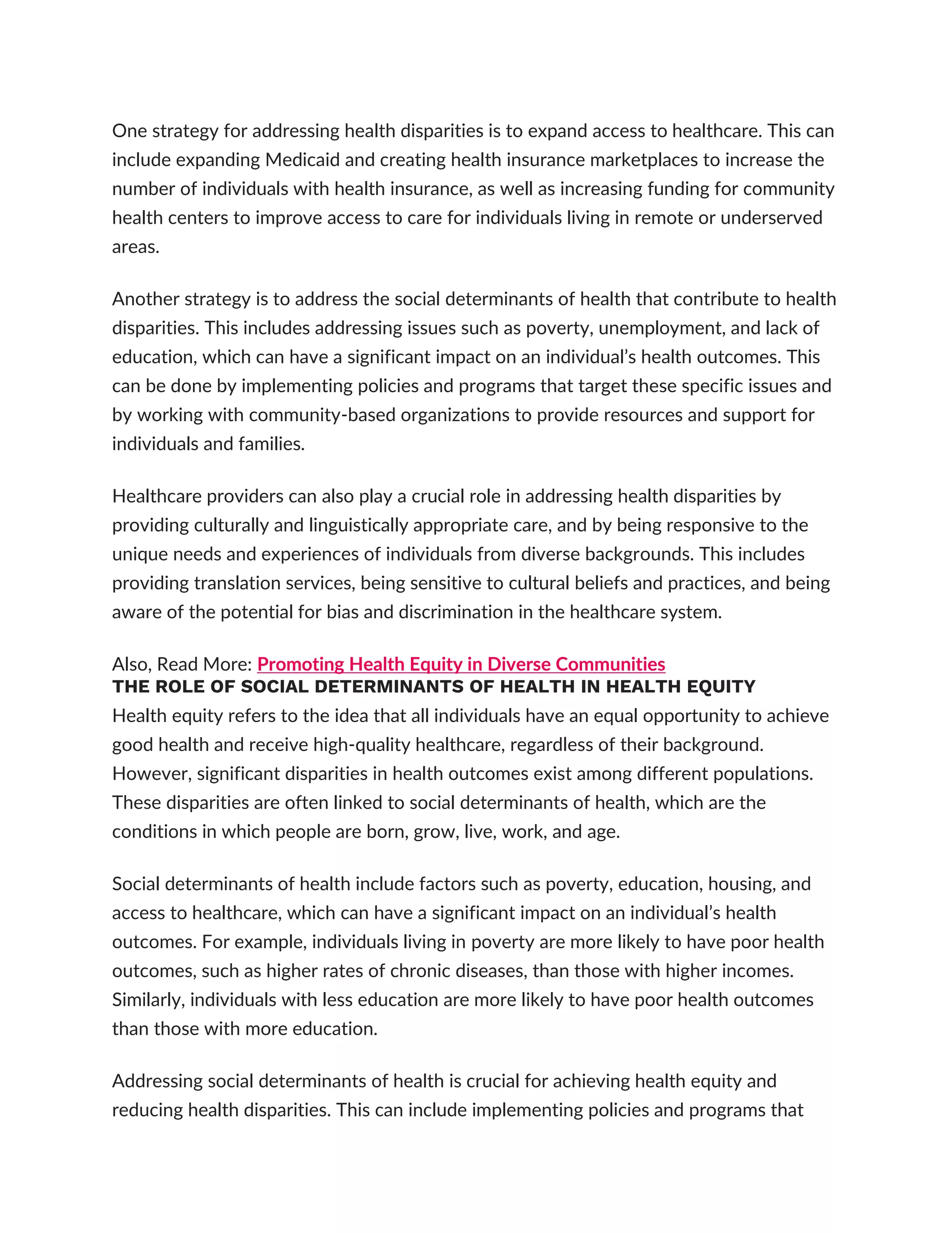 Equal Access Equal Outcomes The Importance of Health Equity.pdf ...