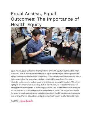 Equal Access Equal Outcomes The Importance of Health Equity.pdf ...