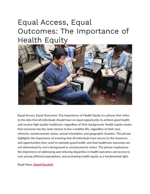 Equal Access Equal Outcomes The Importance of Health Equity.pdf ...