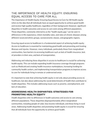 Equal Access Equal Outcomes The Importance of Health Equity.pdf ...