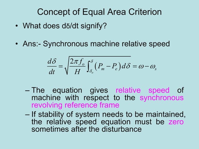 Equal Area Criterion for Transient Stability Studynew.pptx Equal Area Criterion for Transient Stability Studynew.pptx