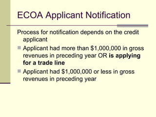 Equal Credit Opportunity Act | PPT | Business Accounting & Finance ...