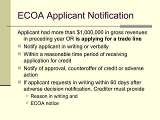 Equal Credit Opportunity Act | PPT | Business Accounting & Finance ...