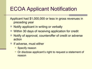 Equal Credit Opportunity Act | PPT | Business Accounting & Finance ...