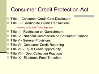 Equal Credit Opportunity Act | PPT | Business Accounting & Finance ...