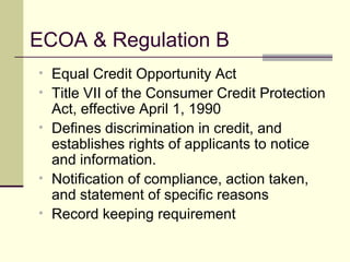 Equal Credit Opportunity Act | PPT | Business Accounting & Finance ...
