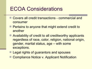 Equal Credit Opportunity Act | PPT | Business Accounting & Finance ...