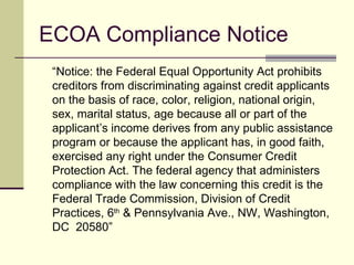 Equal Credit Opportunity Act | PPT