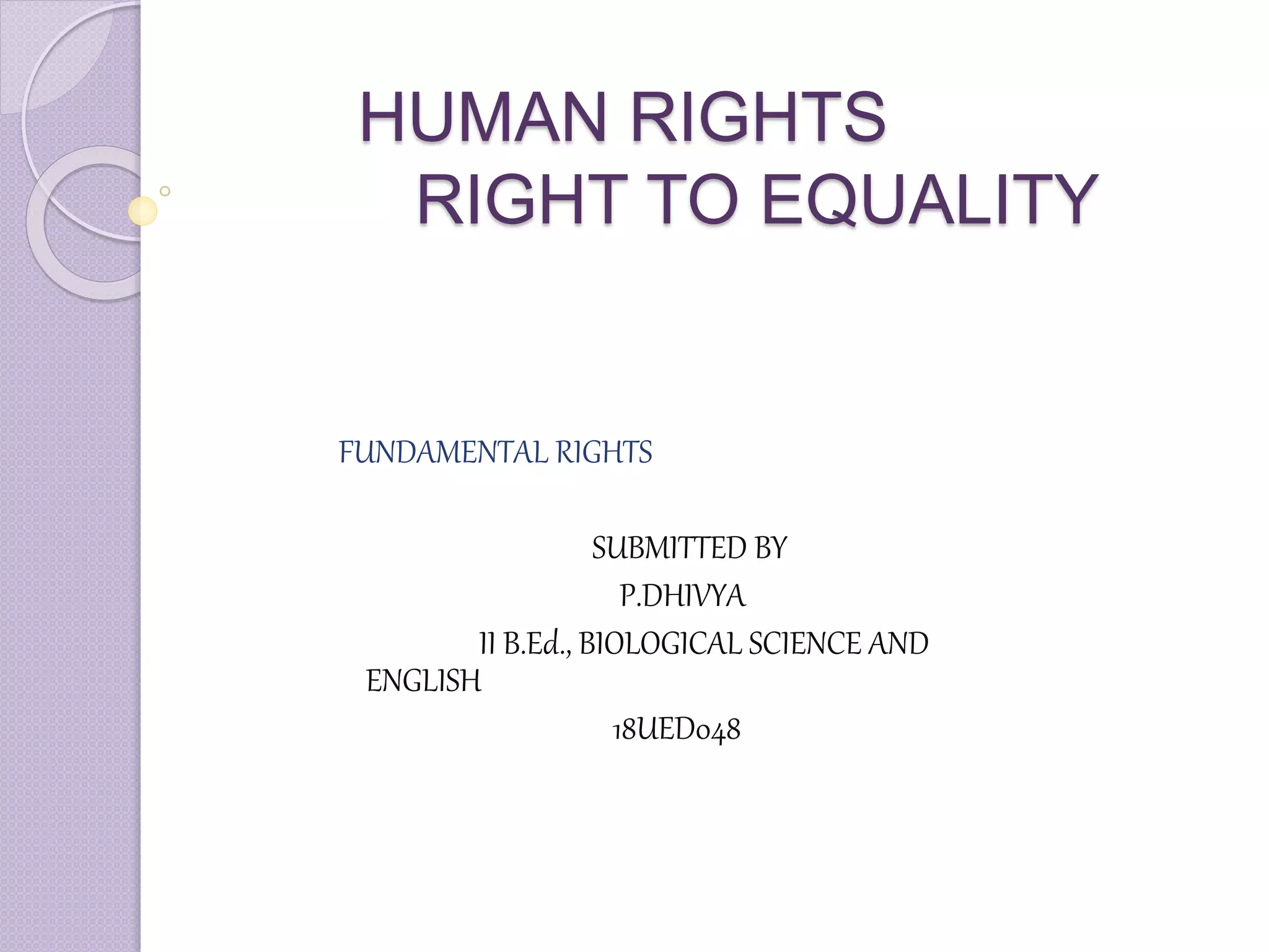 Rights to equality | PPTX