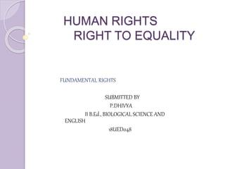 Rights to equality | PPTX