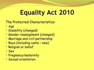 Equality Act 2010 | PPT | Debated Sensitive Social Issues | Sensitive ...