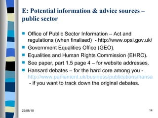 Equality Act 2010 Presentation | PPT