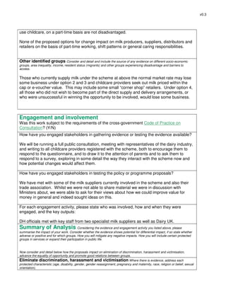 Equality analysis next steps for nursery milk | PDF