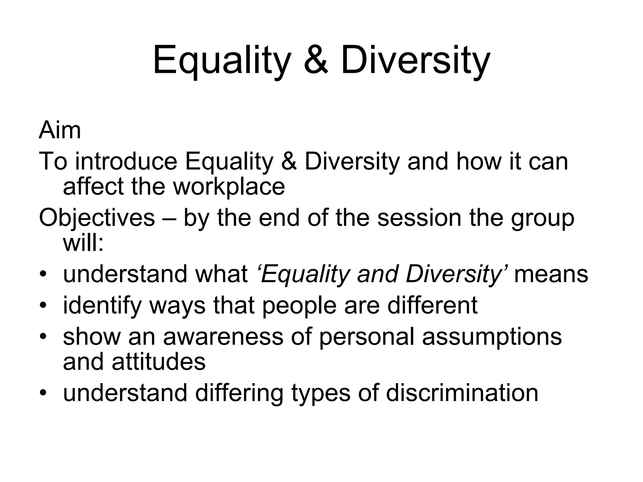 Equality & diversity | PPT