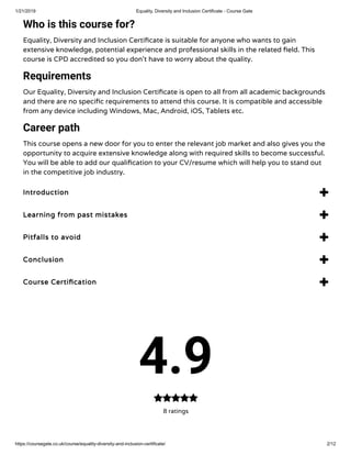 Equality, Diversity and Inclusion Certificate - Course Gate | PDF