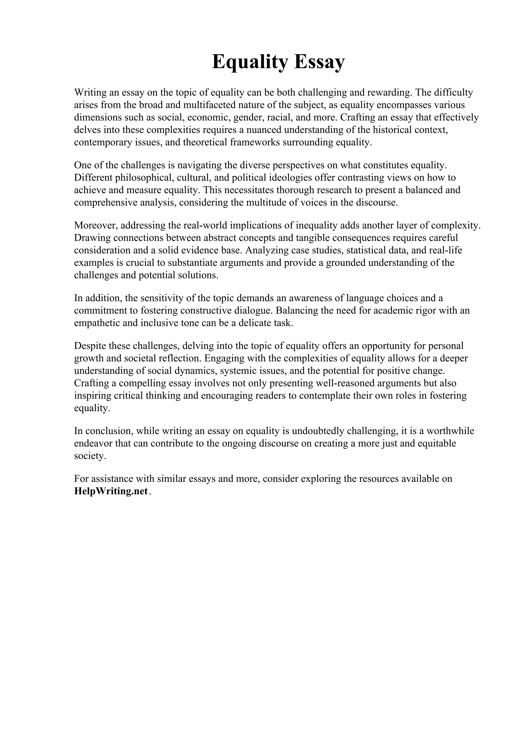 Equality Essay | PDF