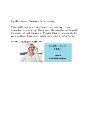 Equality versus Discretion in SentencingTwo conflicting conc | PDF