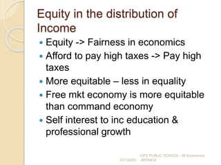 Equality vs efficiency in market economies - IB Economics | PPT