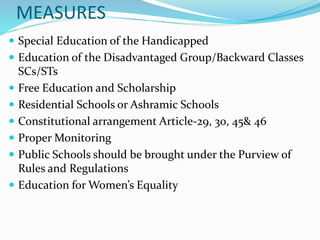 Equalization and universalization of elementary and secondary education ...